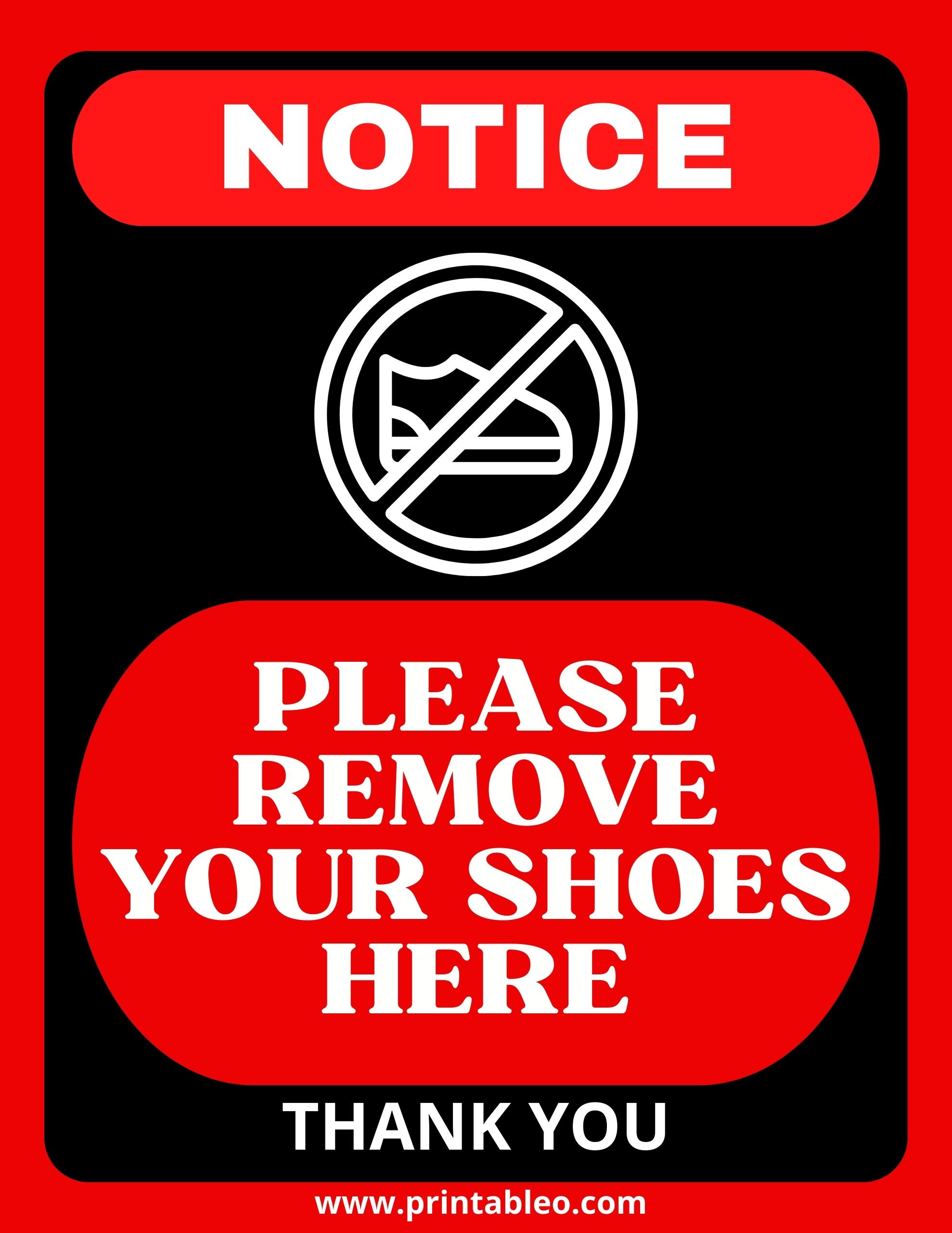 53+ Printable Please Remove Your Shoes Sign