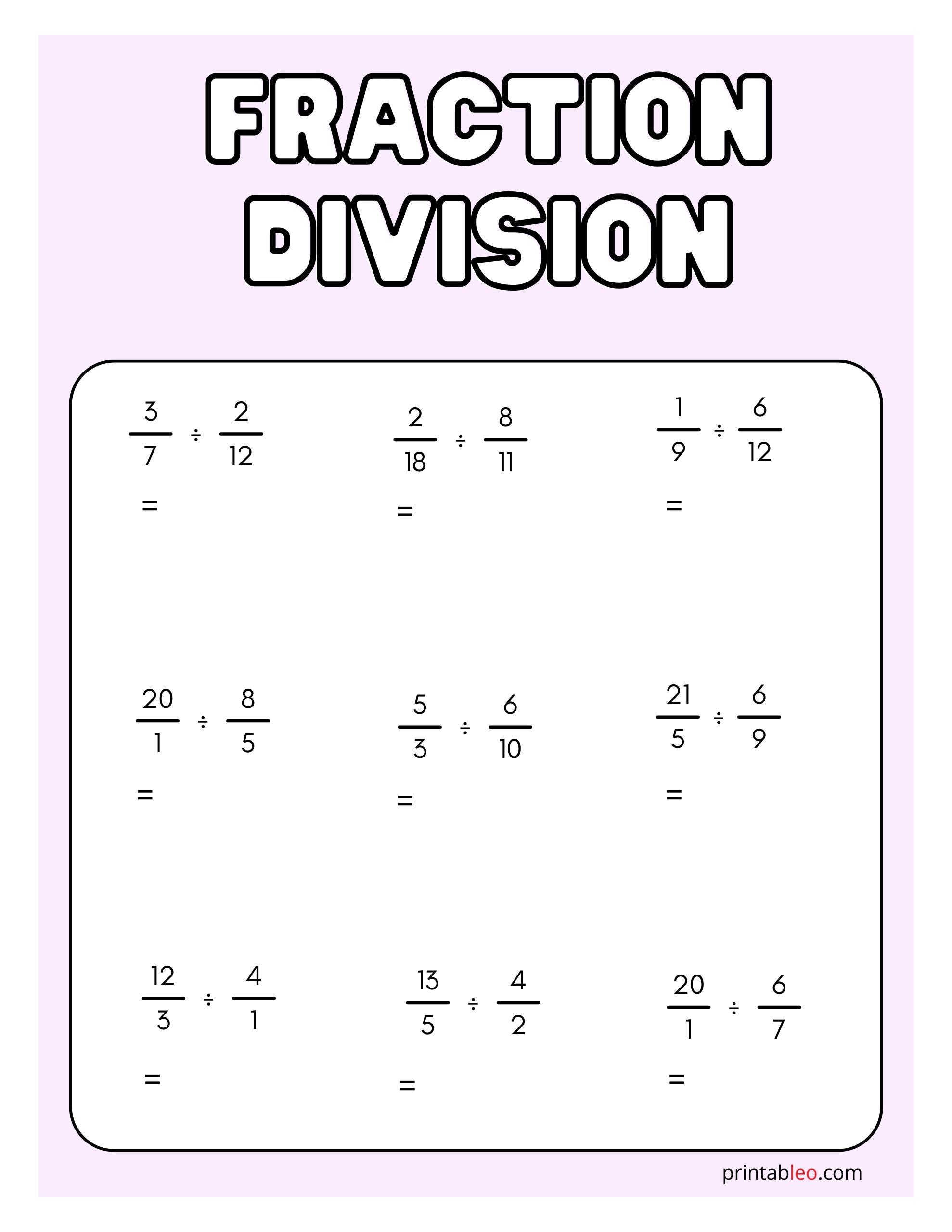25+ Fraction Division Worksheet - Printableo.Com