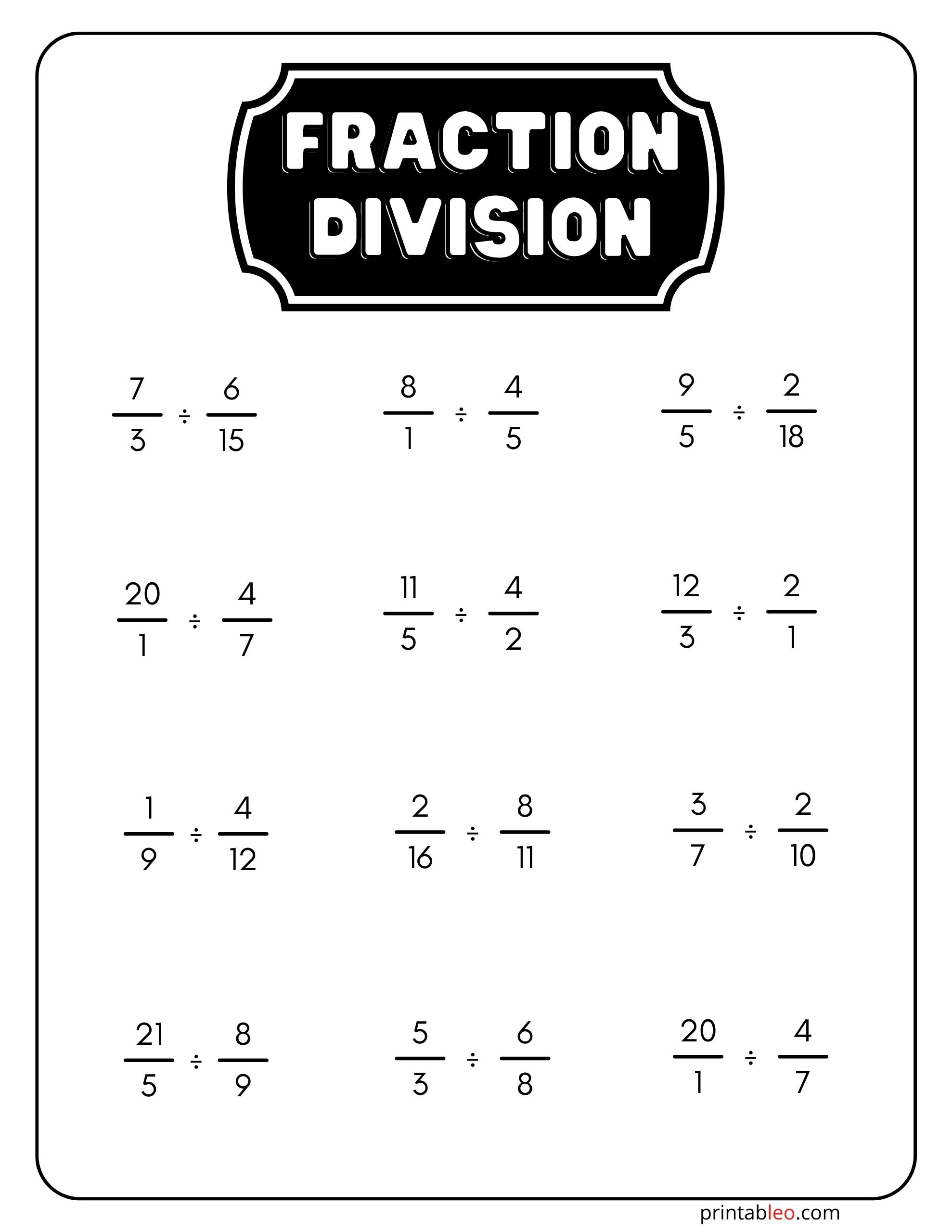 25+ Fraction Division Worksheet - Printableo.Com