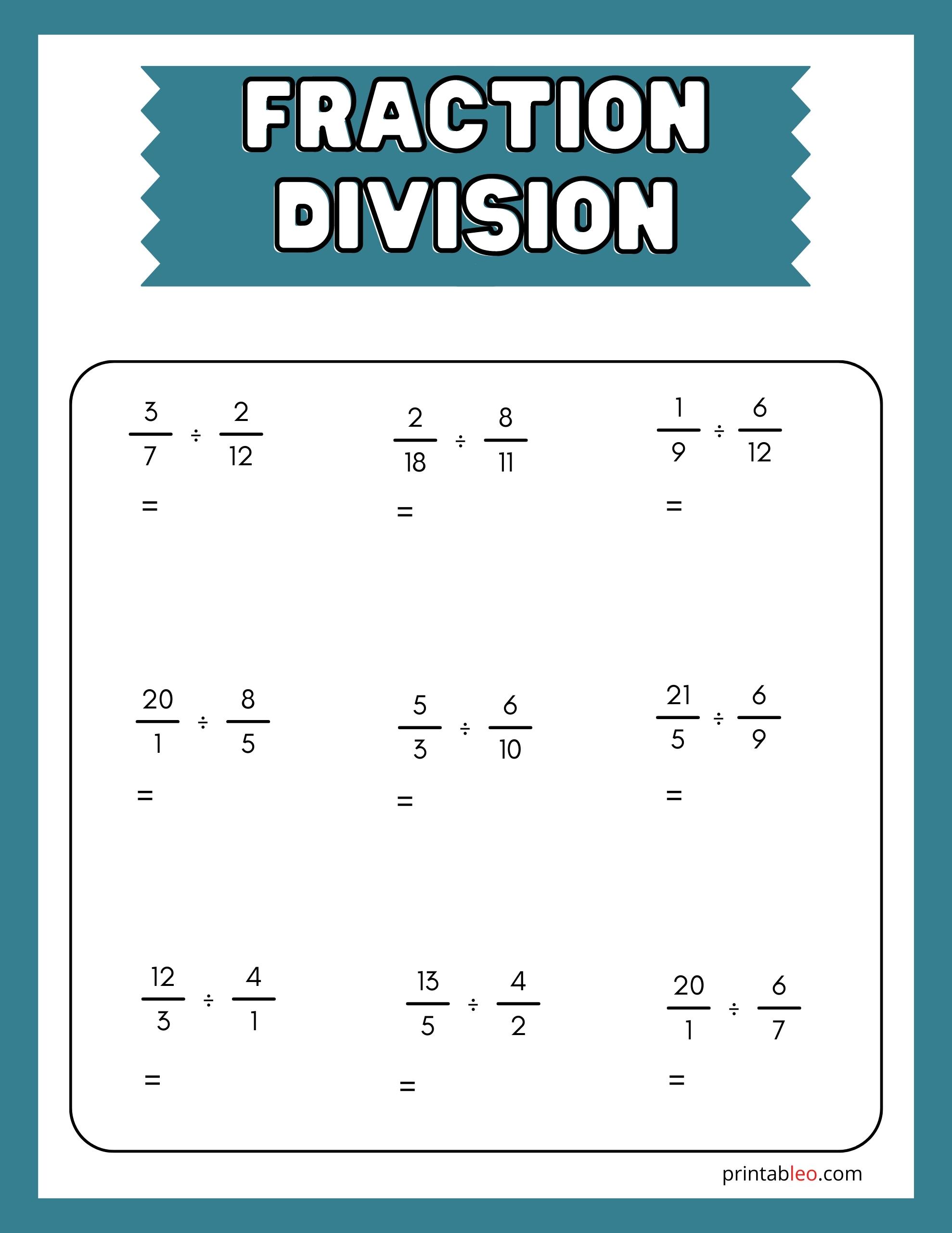 25+ Fraction Division Worksheet - Printableo.Com