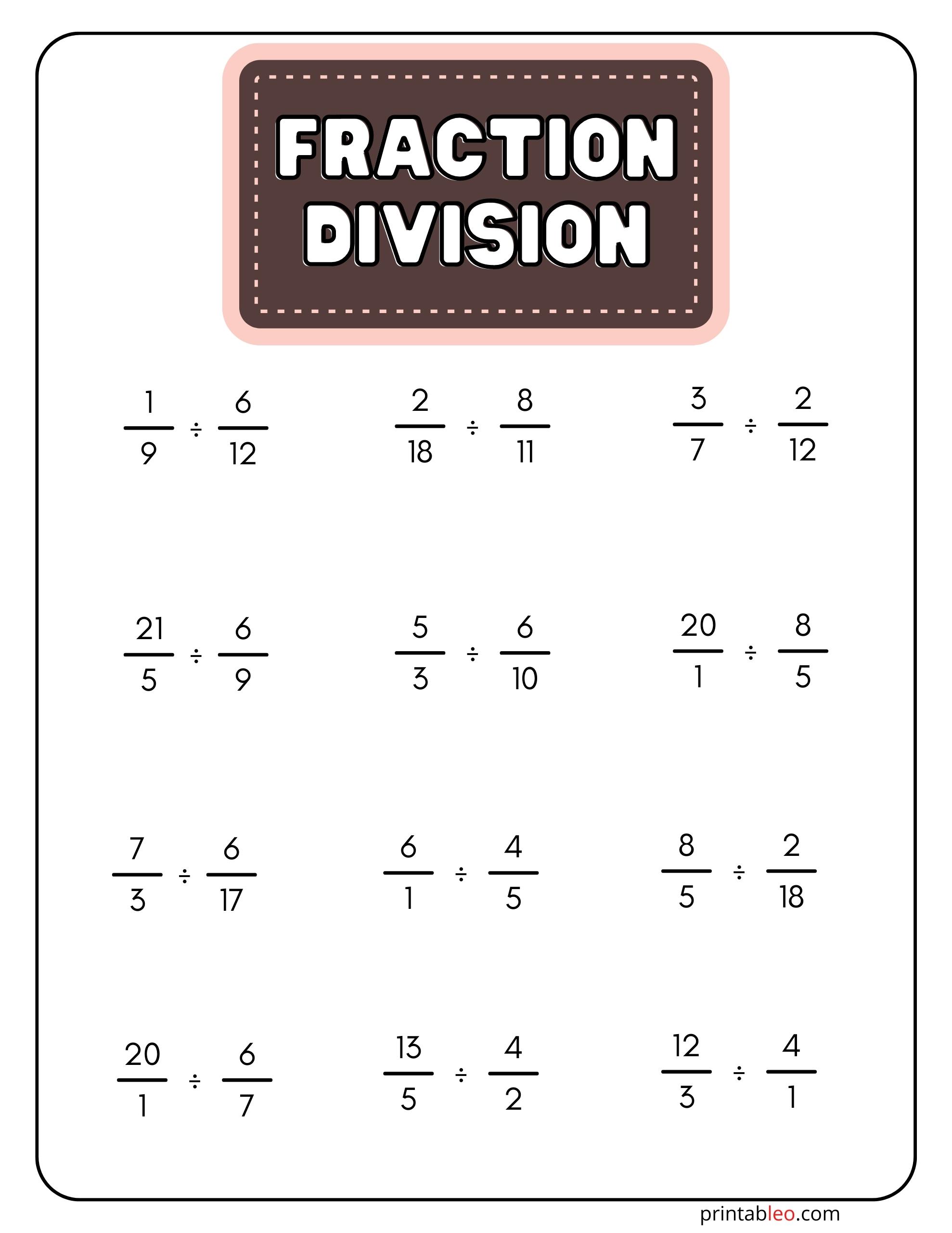 25+ Fraction Division Worksheet - Printableo.Com