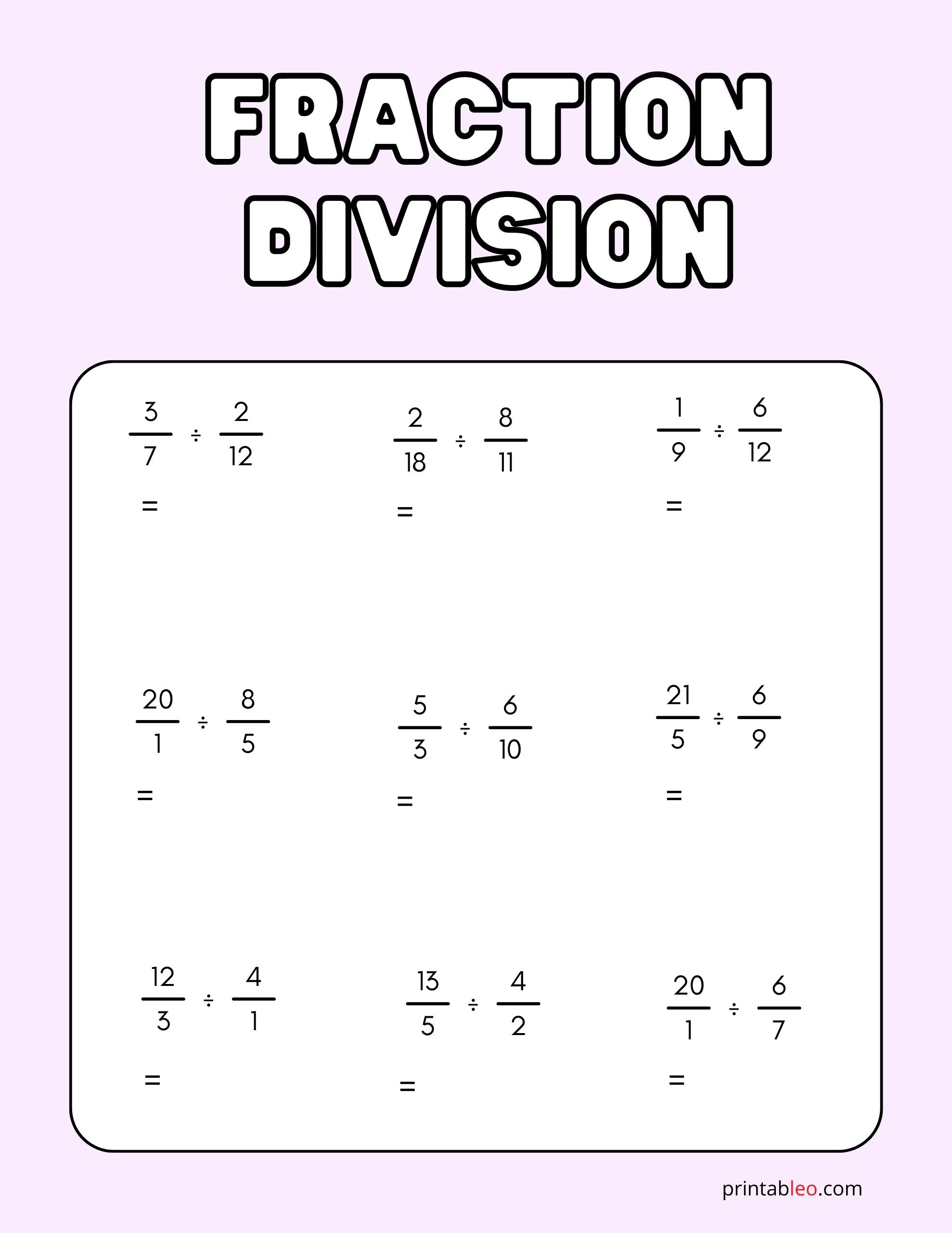 25+ Fraction Division Worksheet - Printableo.Com