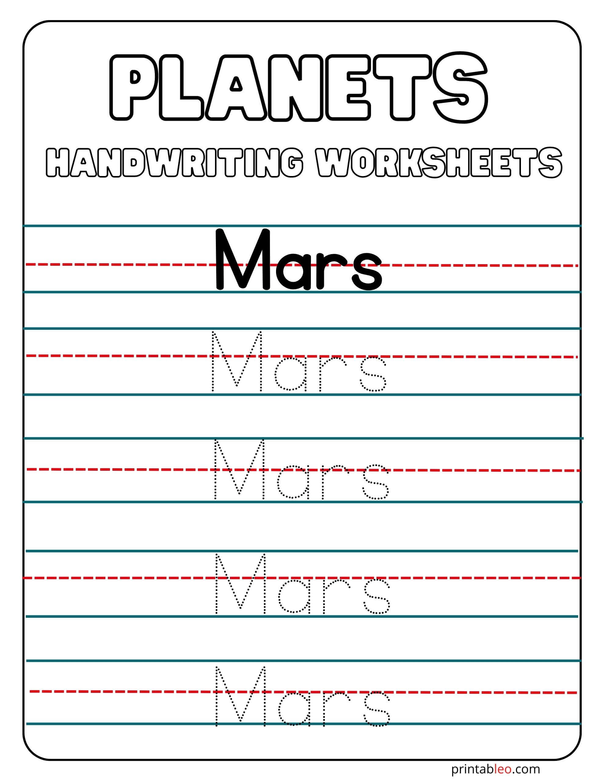 40+ Planets Handwriting Worksheets - Printableo.Com