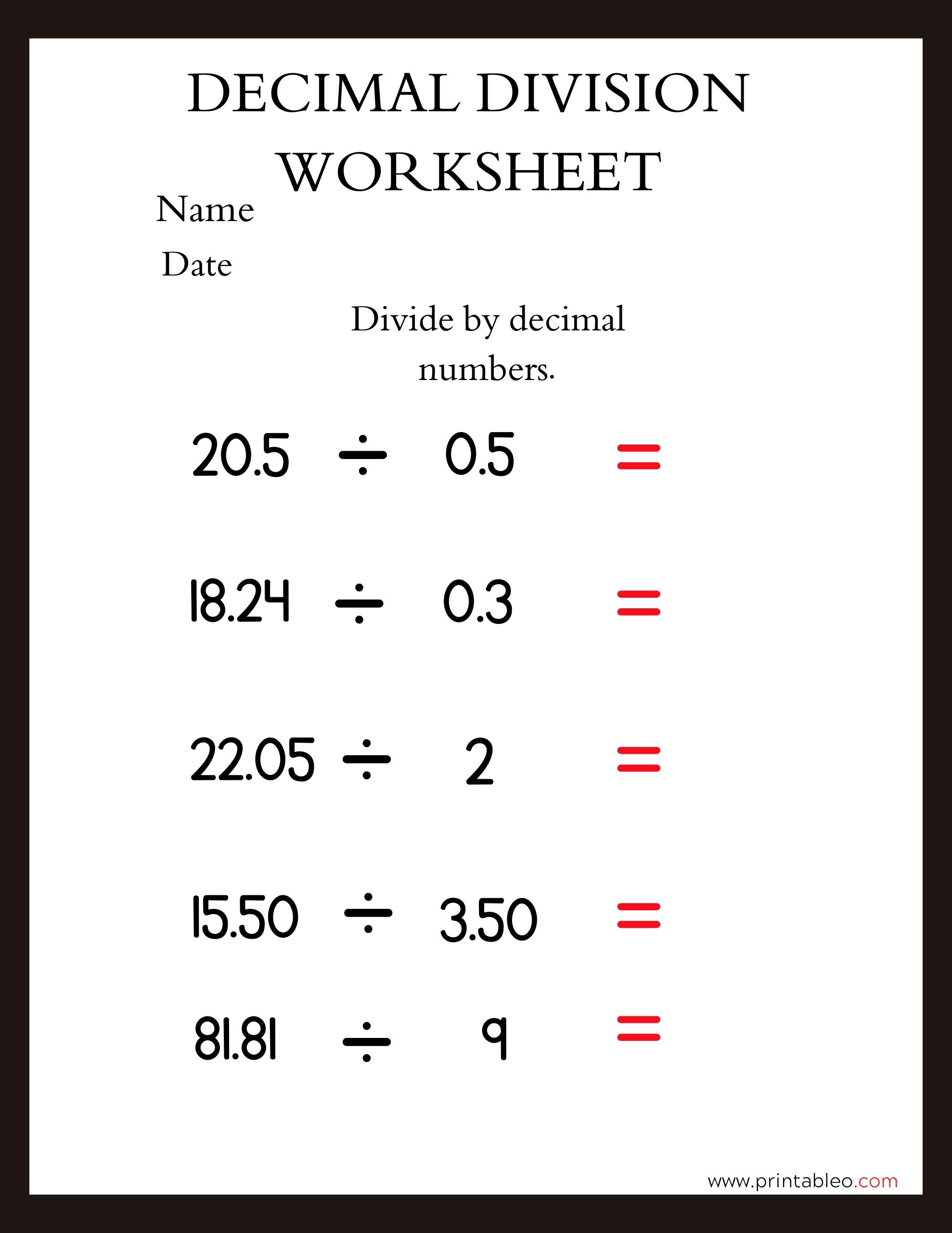 41 Decimal Division Number Worksheet With Lesson Plan 41 Decimal Division Number Worksheet With Lesson Plan