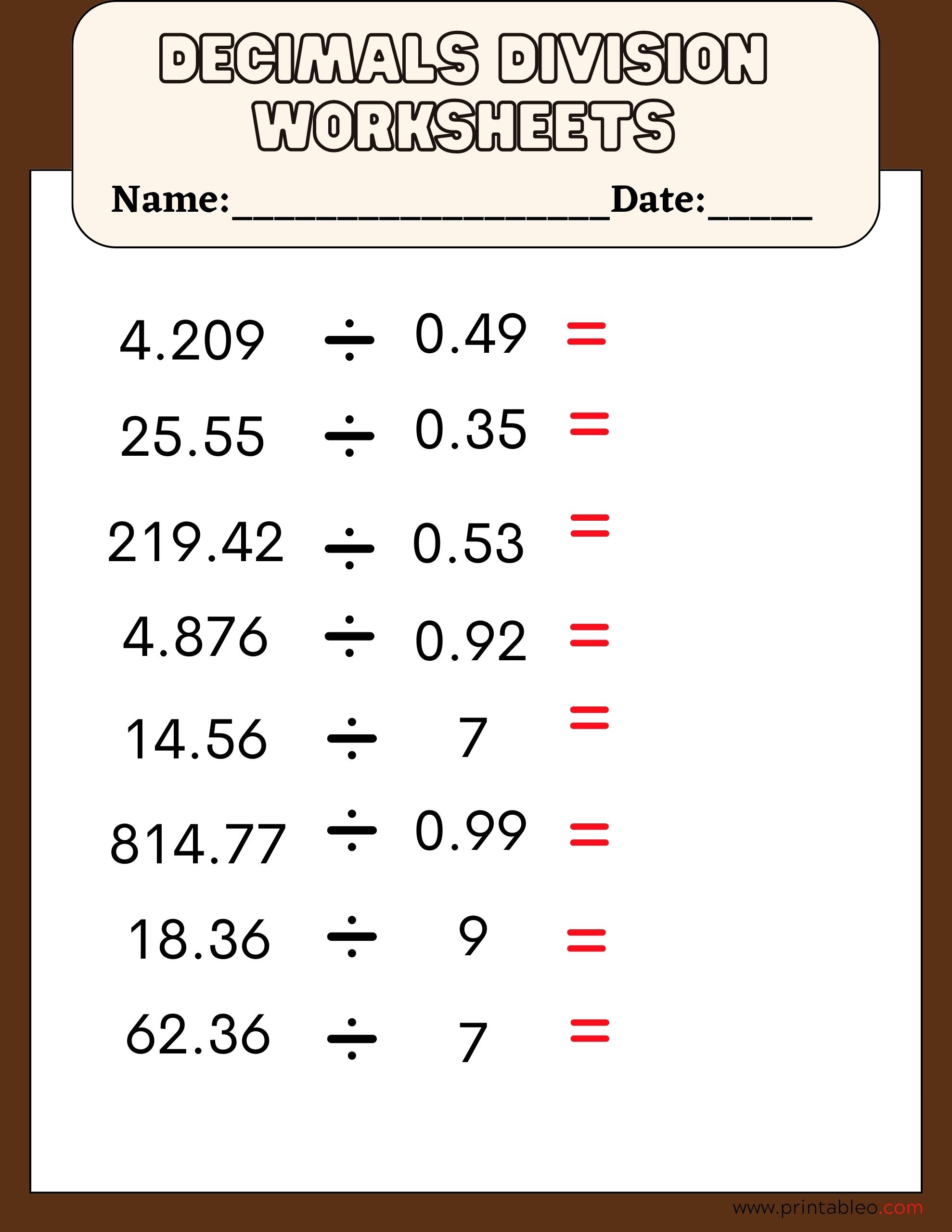 41 Decimal Division Number Worksheet With Lesson Plan 41 Decimal Division Number Worksheet With Lesson Plan