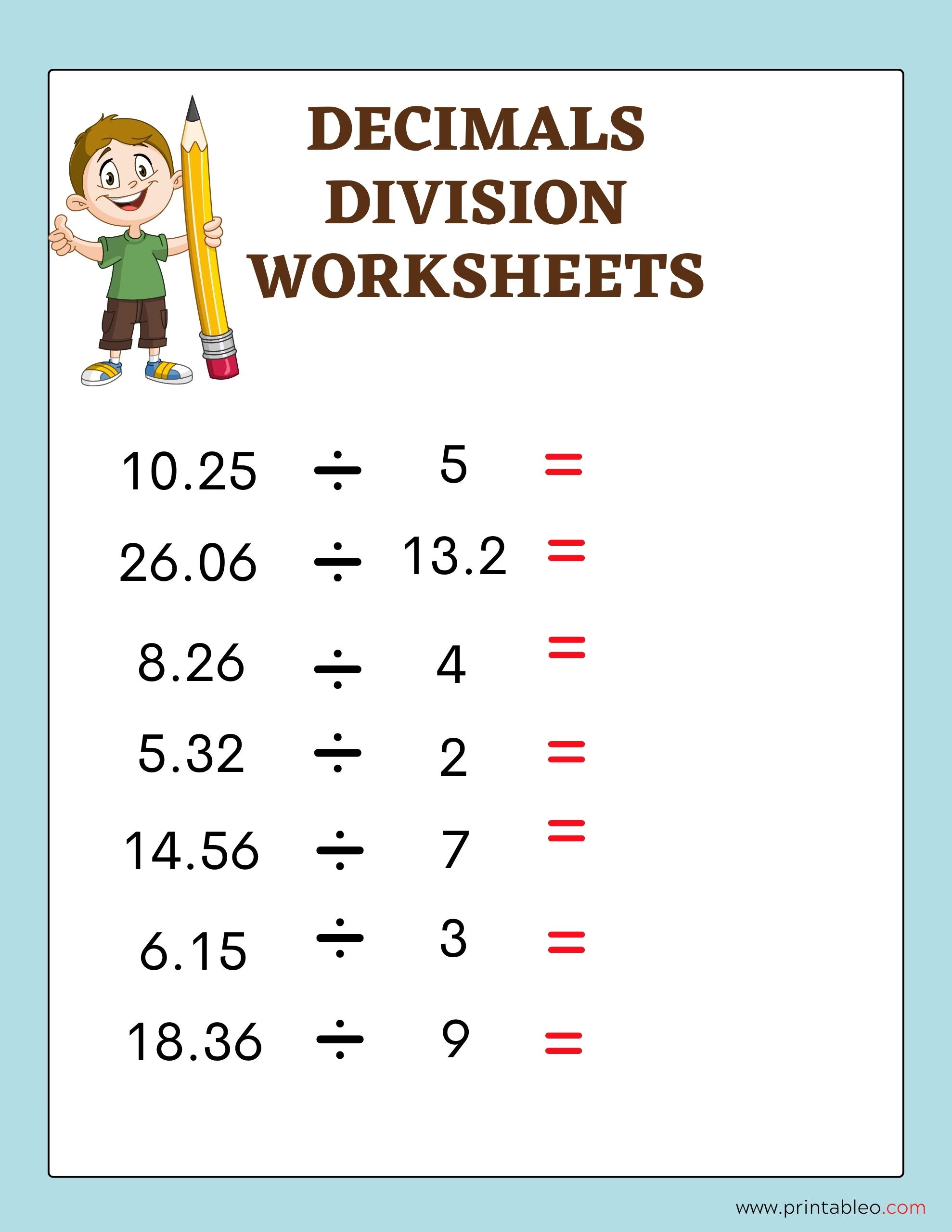 41+ Decimal Division Number Worksheet With Lesson Plan
